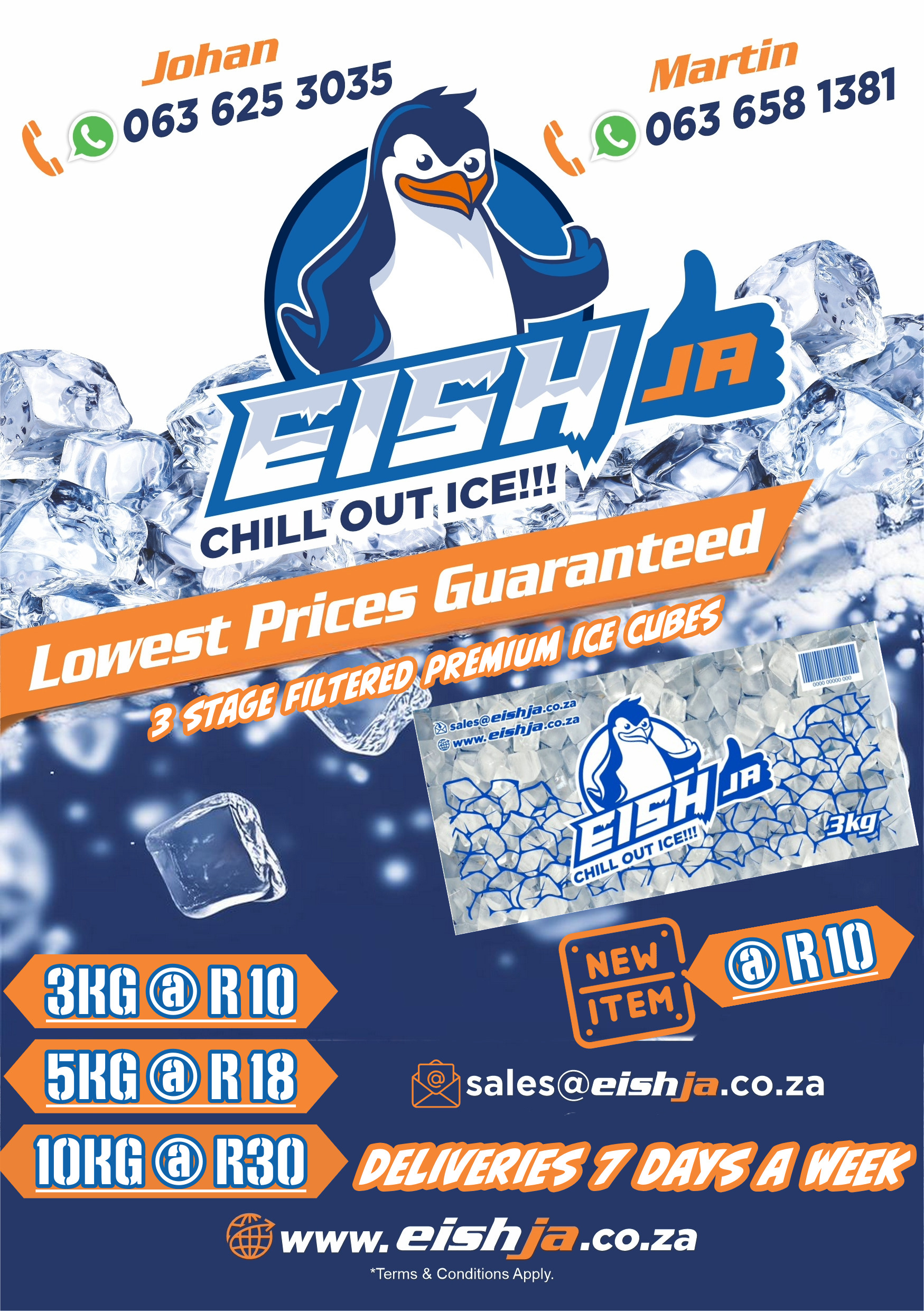 EISH JA, premium ice cubes at unbeatable prices delivery 7 days a week